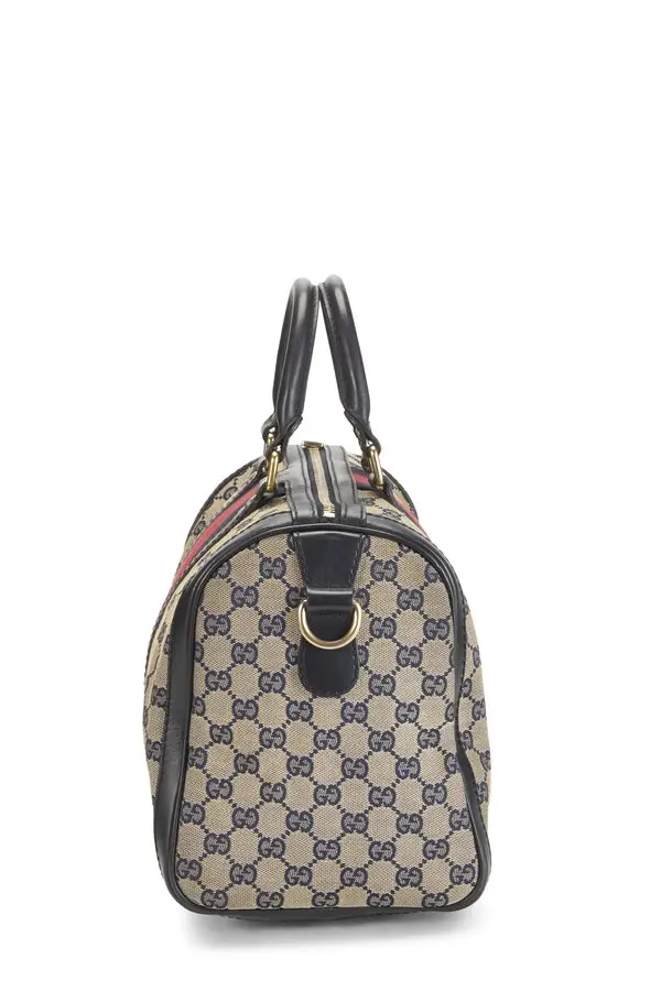 Gucci Gg Canvas Vintage Web Boston Bag - Navy