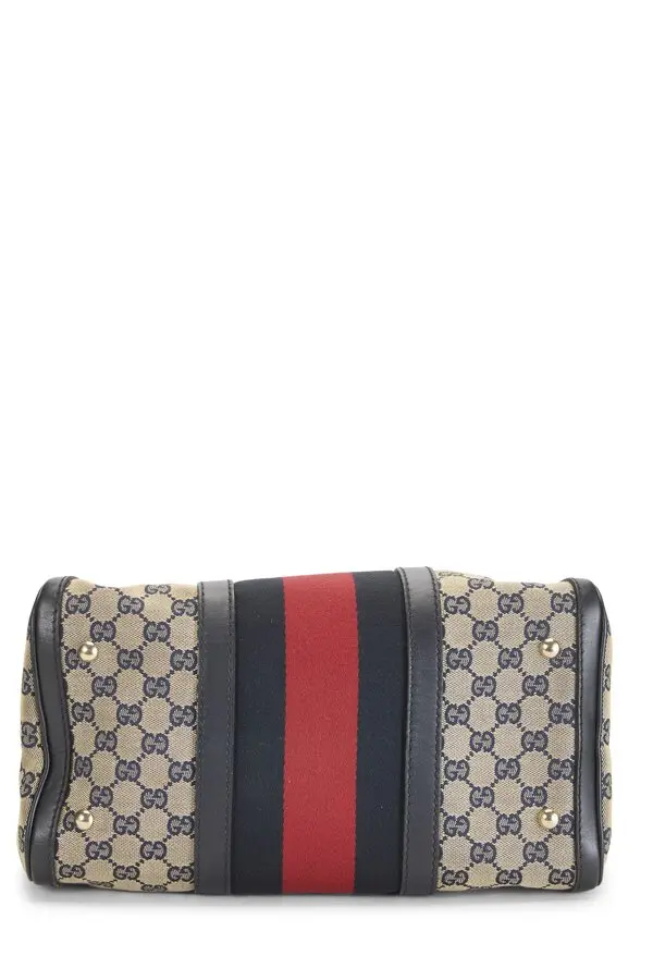 Gucci Gg Canvas Vintage Web Boston Bag - Navy