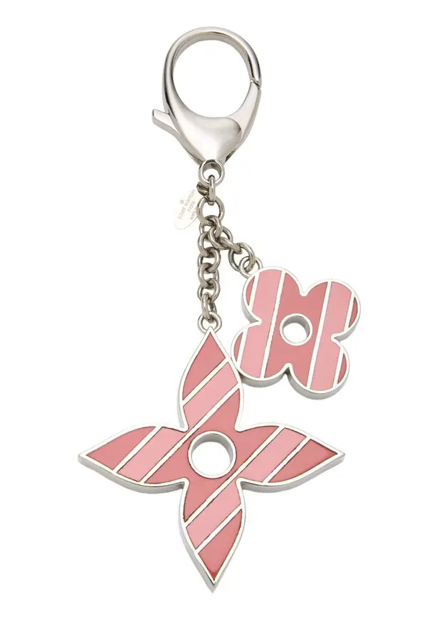 LOUIS VUITTON Silver Monogram Flower Bag Charm