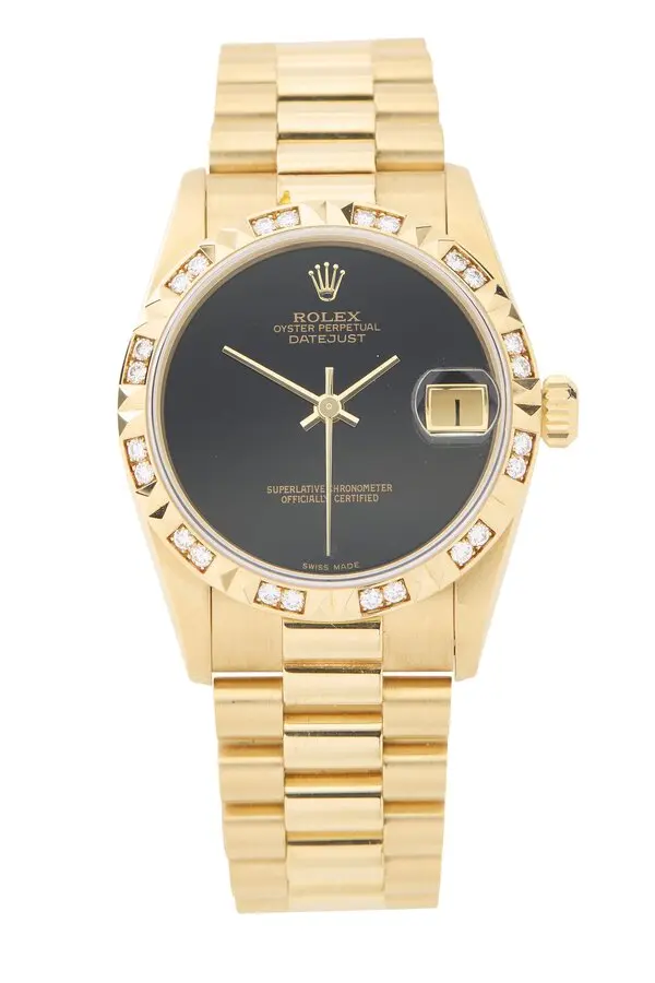 Rolex President Datejust Onyx Dial With Pyramid Diamond Bezel - Black