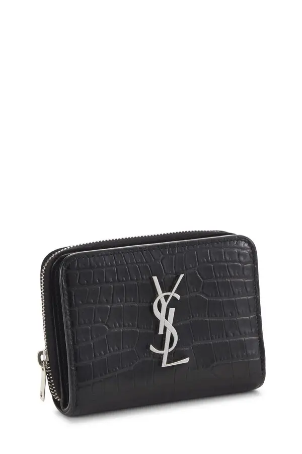 Saint Laurent Embossed Zip-around Compact Wallet