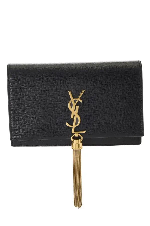 Saint Laurent Grainy Kate Tassel Wallet On Chain - Black