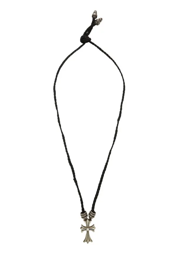 Chrome Hearts Sterling And Leather Cross Pendant Necklace - Black