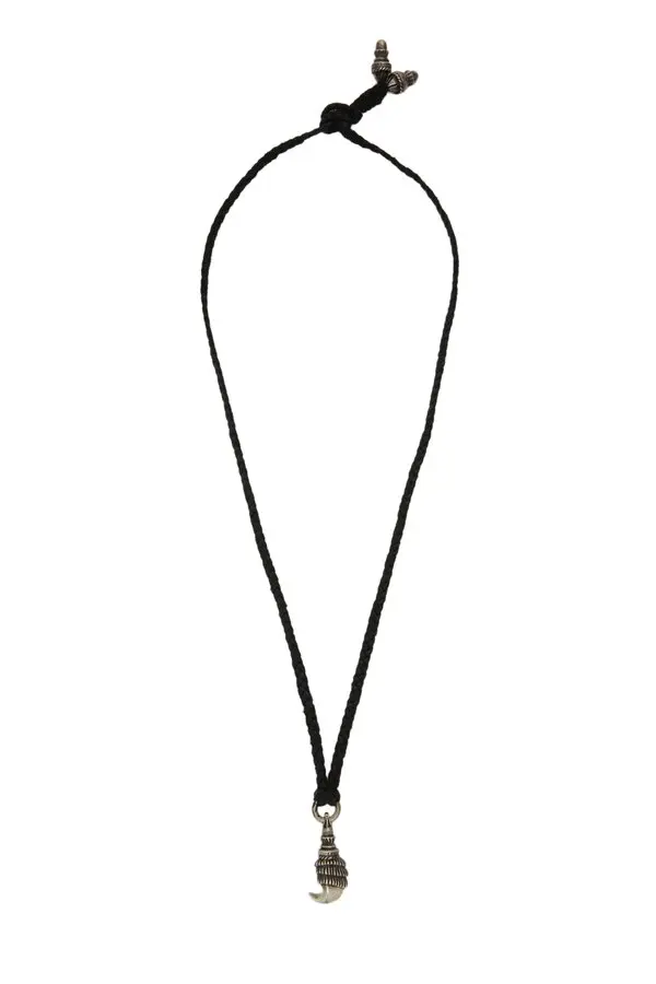 Chrome Hearts Sterling & Leather Crow Pendant Bolo Necklace - Black