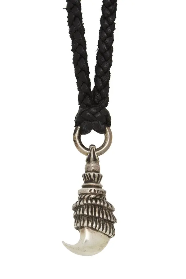 Chrome Hearts Sterling & Leather Crow Pendant Bolo Necklace