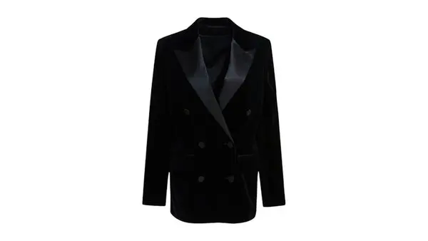 GOLDEN GOOSE Velvet And Satin Doublebreasted Blazer