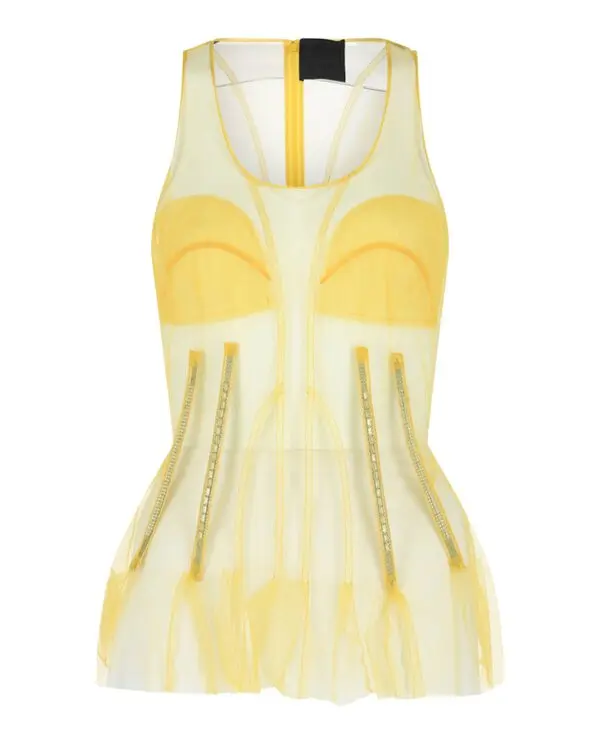 Givenchy Polyamide Tank Top In Tulle With Metallic Details