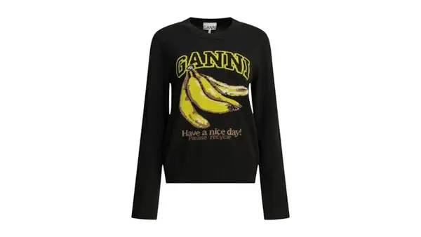 GANNI Banana Graphic Round Neck Sweater