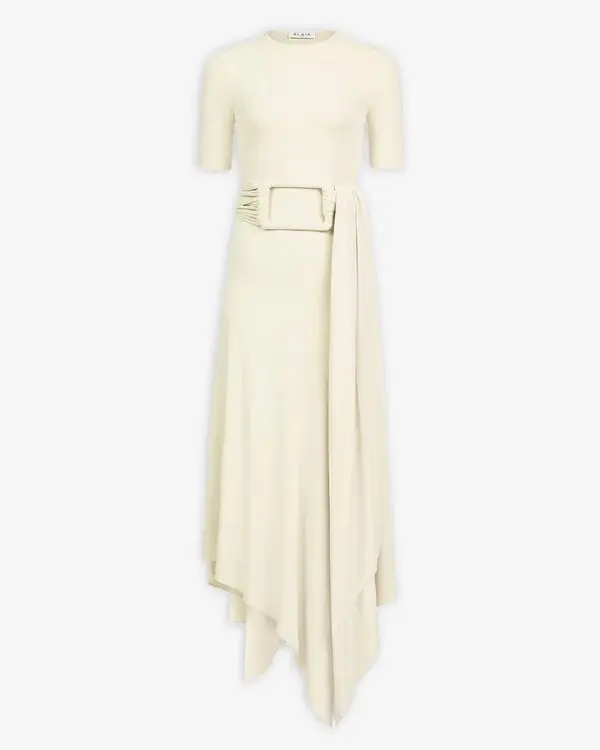 Alaïa Belted Fluid Jersey Dress