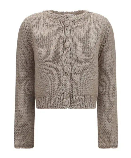 FORTE_FORTE Chunky Knit Buttoned Cardigan - Nude