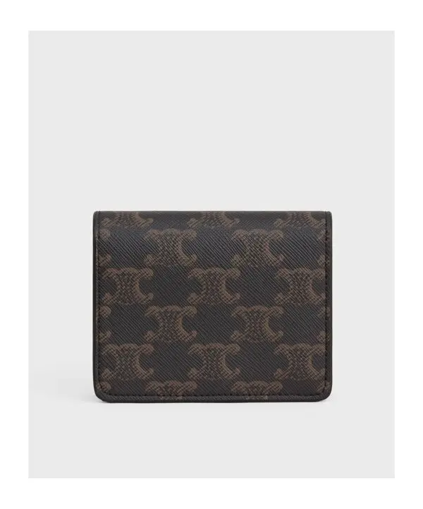 Celine Business Card Holder Triomphe In Triomphe Canvas And Lambskin