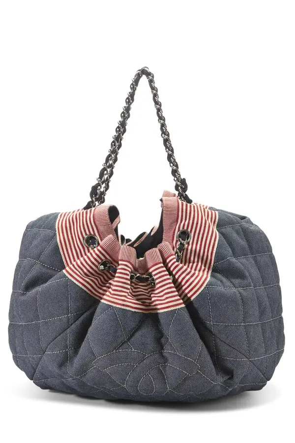 Chanel Quilted Denim Coco Cabas Spirit Tote - Navy
