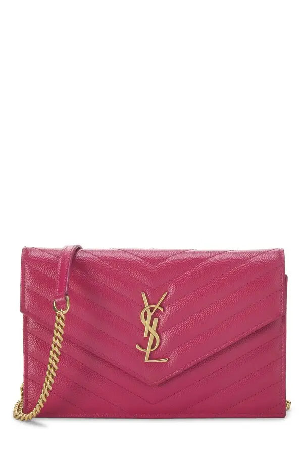 Saint Laurent Grained Calfskin Envelope Wallet On Chain