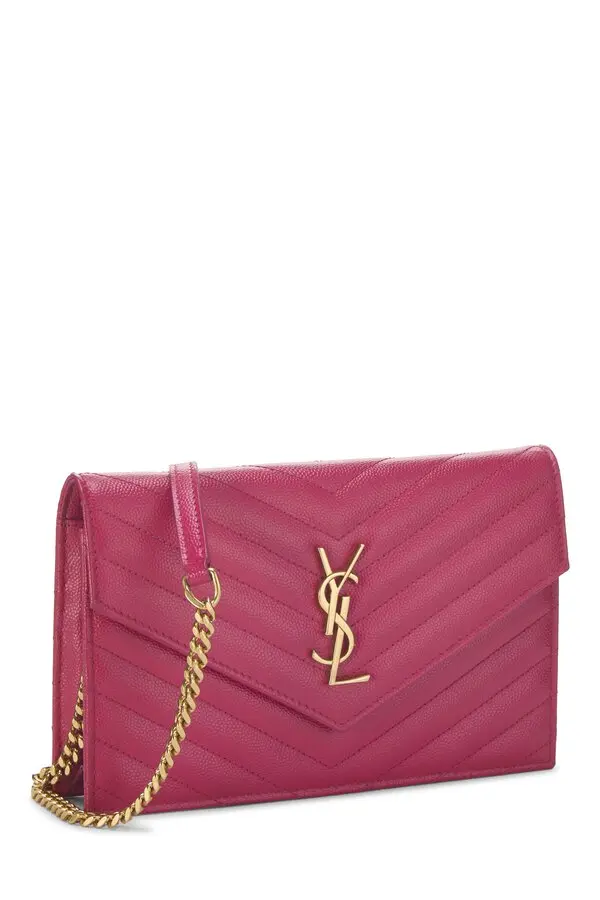 Saint Laurent Grained Calfskin Envelope Wallet On Chain