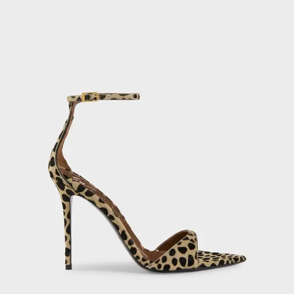 GIUSEPPE ZANOTTI Leopard Print Pony Hair Stiletto Sandals
