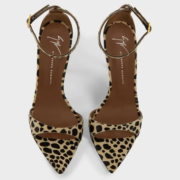 GIUSEPPE ZANOTTI Leopard Print Pony Hair Stiletto Sandals
