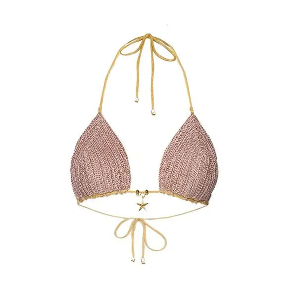 CHERINA BEACHWEAR LLC Nora Top Crochet In Pastel Rose Bush - Pink