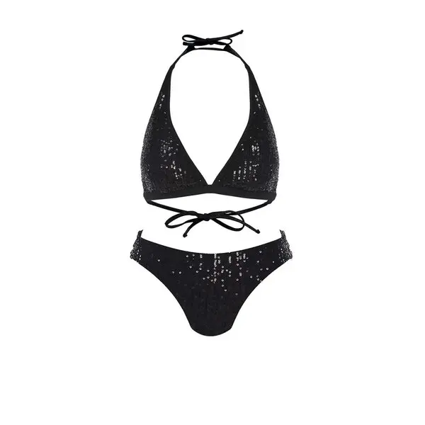 CHERINA BEACHWEAR LLC The Monroe Classic Sequin Bikini Set - Black