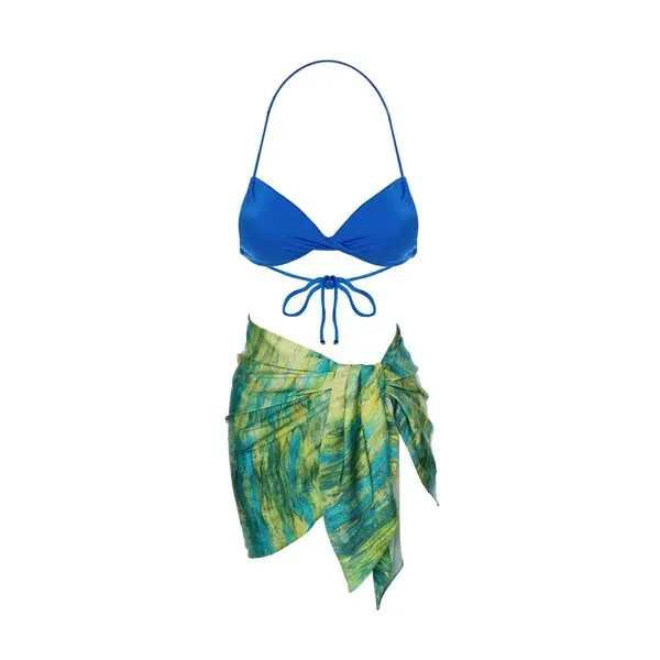CHERINA BEACHWEAR LLC Cia Sarong In Tie-dye Blue And Lime Fusion - Blue/green