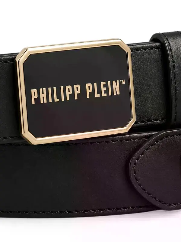 Philipp Plein Leather Belt With Logo Buckle
