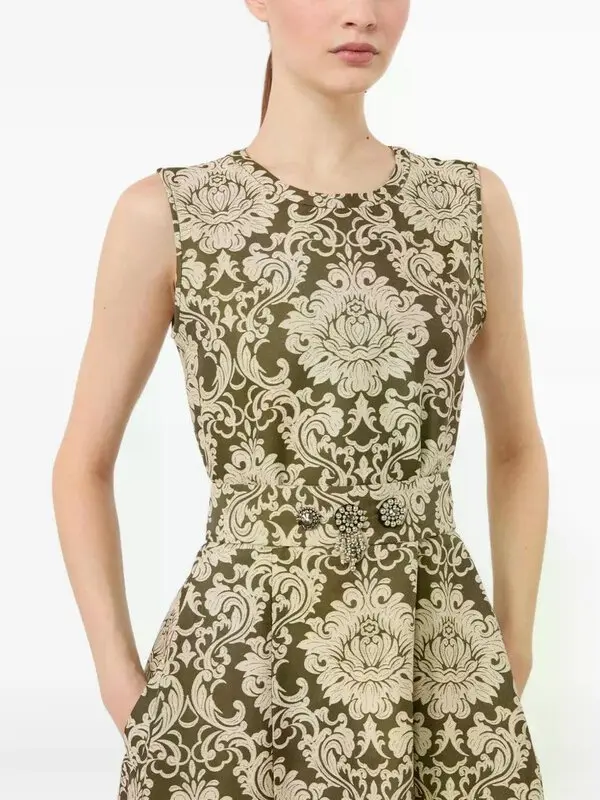 Max Mara Damask-print Sleeveless Midi Dress