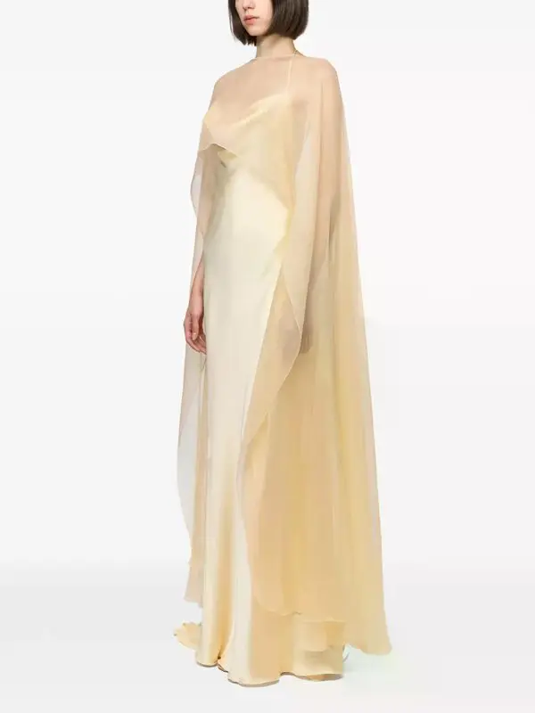 ATU BODY COUTURE Satin-finish Silk-cape Slip Maxi Dress - Neutrals