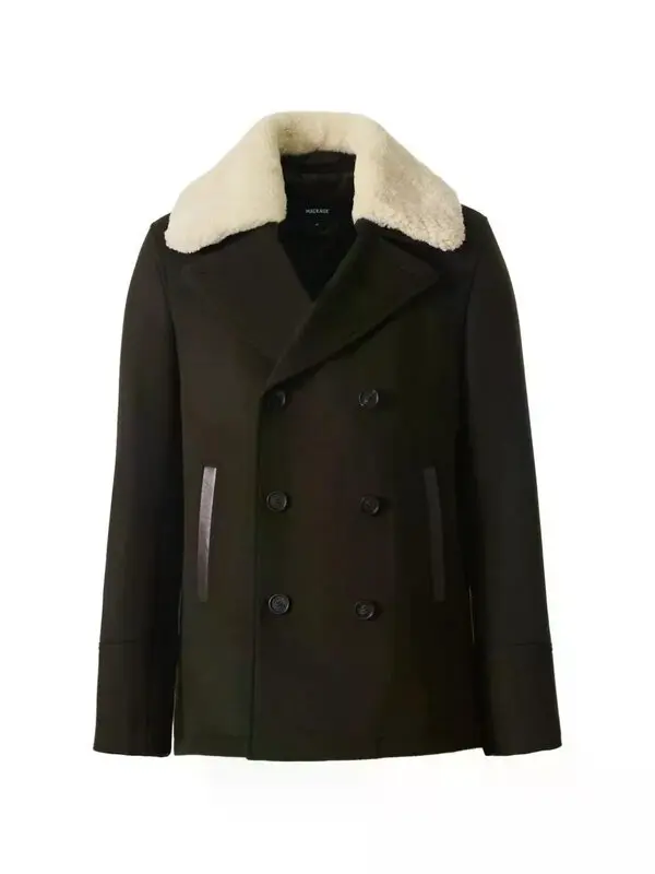 Mackage Shearling Collar Double-breasted Coat - Brown