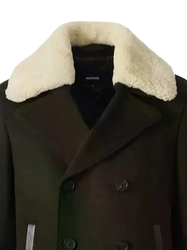 Mackage Shearling Collar Double-breasted Coat - Brown