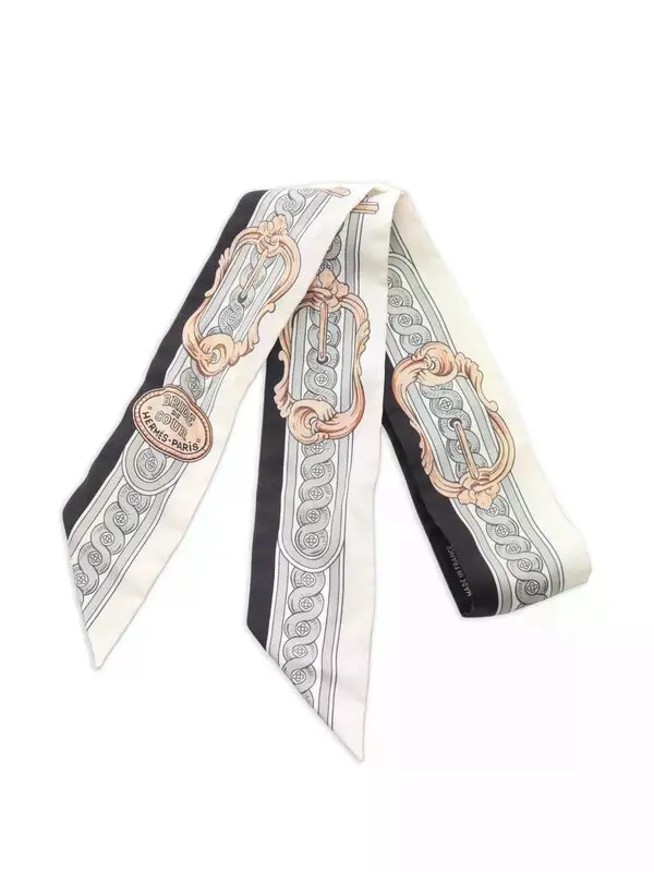 Hermès 2010s Bride De Cour Twilly Scarf - White