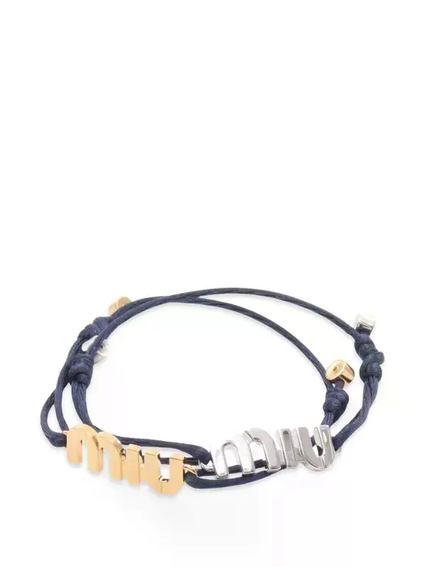 Miu Miu Set Of 2 Logo Plaque Bracelets - Gold