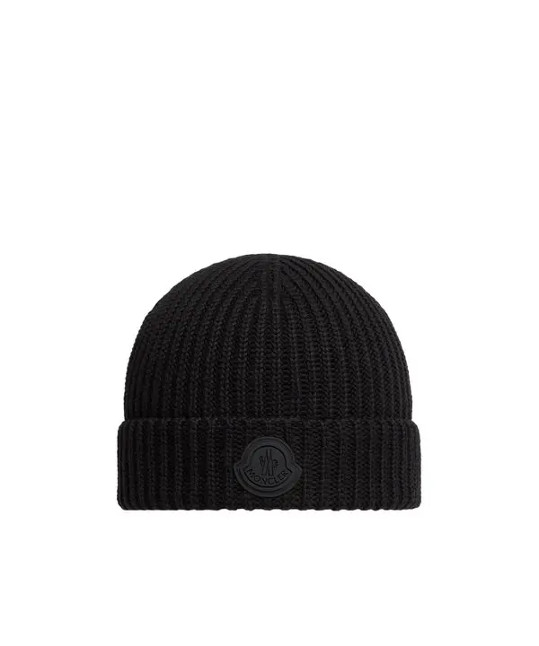 Moncler Logo Patch Ribbed Beanie