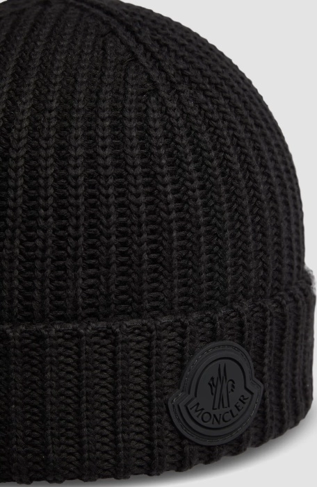 Moncler Logo Patch Ribbed Beanie