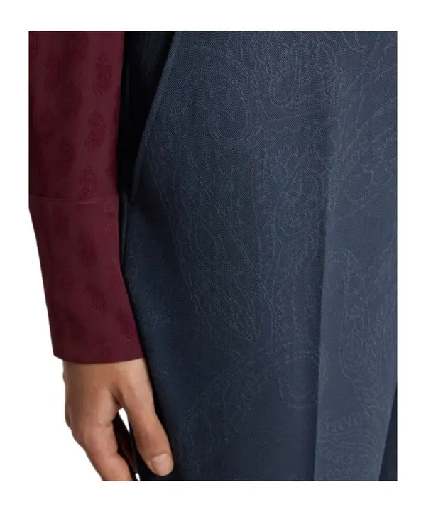 Etro Wool Jacquard Paisley Motif Trousers