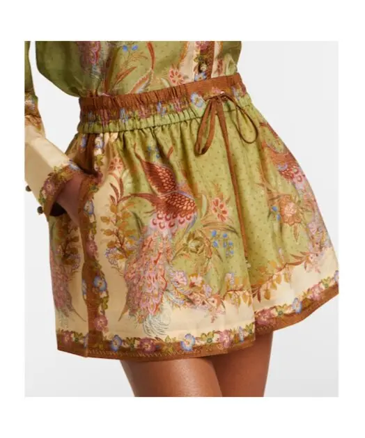 Zimmermann Indra Printed Silk Shorts