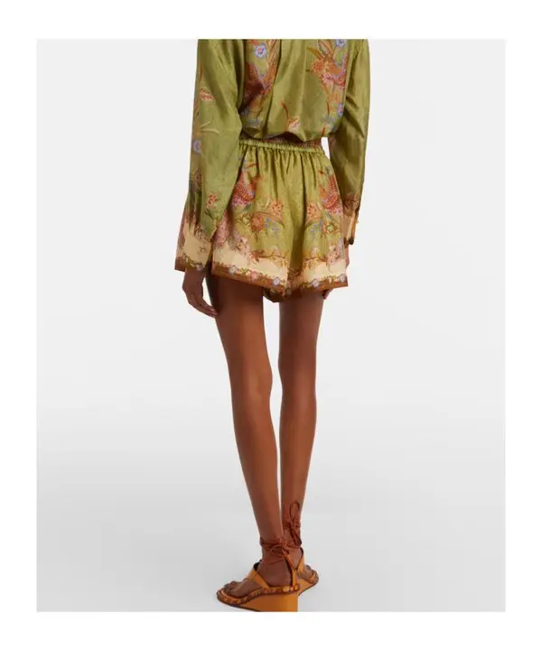 Zimmermann Indra Printed Silk Shorts
