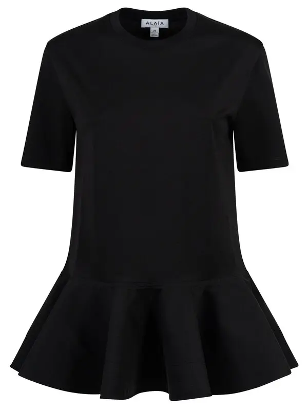 Alaïa Cotton Jersey Crinoline T-shirt Dress - Black