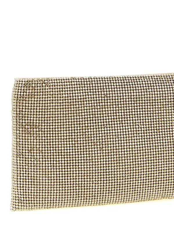 Benedetta Bruzziches Your Best Friend La Petite" Crystal Embellished Mesh Clutch - Gold