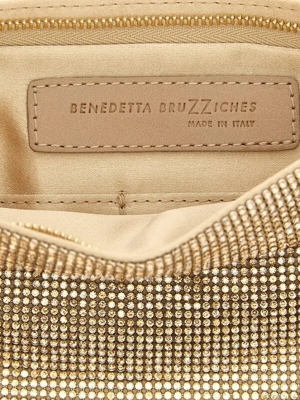 Benedetta Bruzziches Your Best Friend La Petite" Crystal Embellished Mesh Clutch - Gold