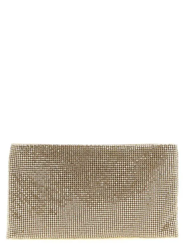 Benedetta Bruzziches Your Best Friend La Petite" Crystal Embellished Mesh Clutch - Gold