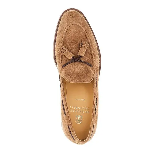 Brunello Cucinelli Suede Leather Tassel Loafers - Brown