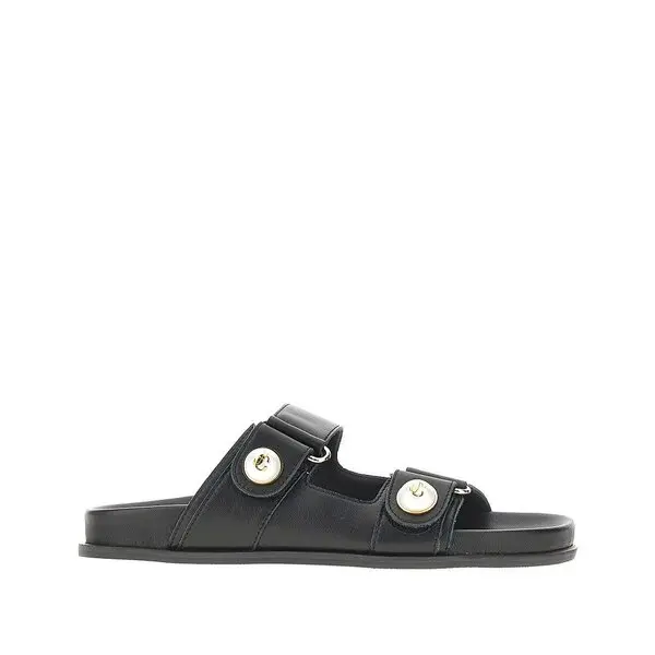 JIMMY CHOO Fayence' Leather Double-strap Sandals - Black