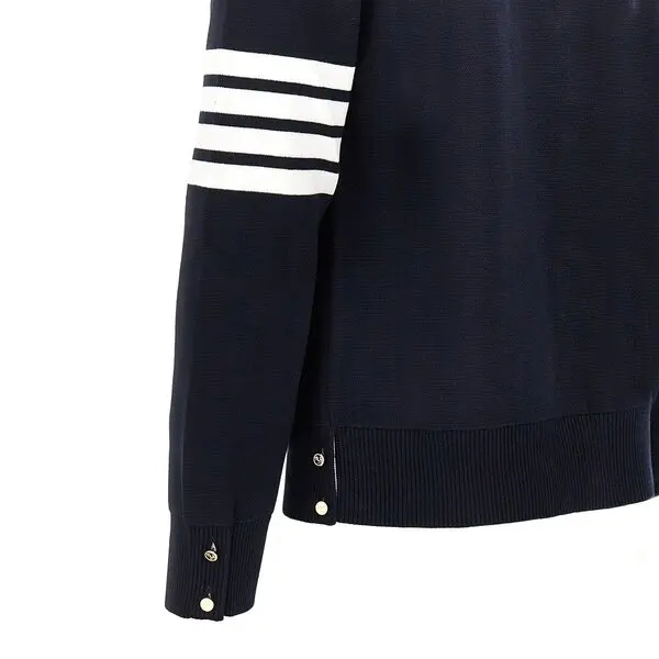 Thom Browne Cotton Cardigan With Signature Bar Detail
