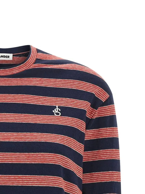 JIL SANDER Striped Long Sleeve Crewneck T-shirt