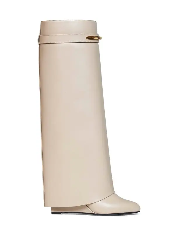 Givenchy Beige Leather Shark Pinch Knee-high Boots - Multicolor