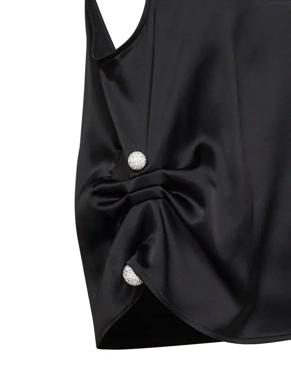 Giuseppe Di Morabito Black Satin Draped Top - Multicolor