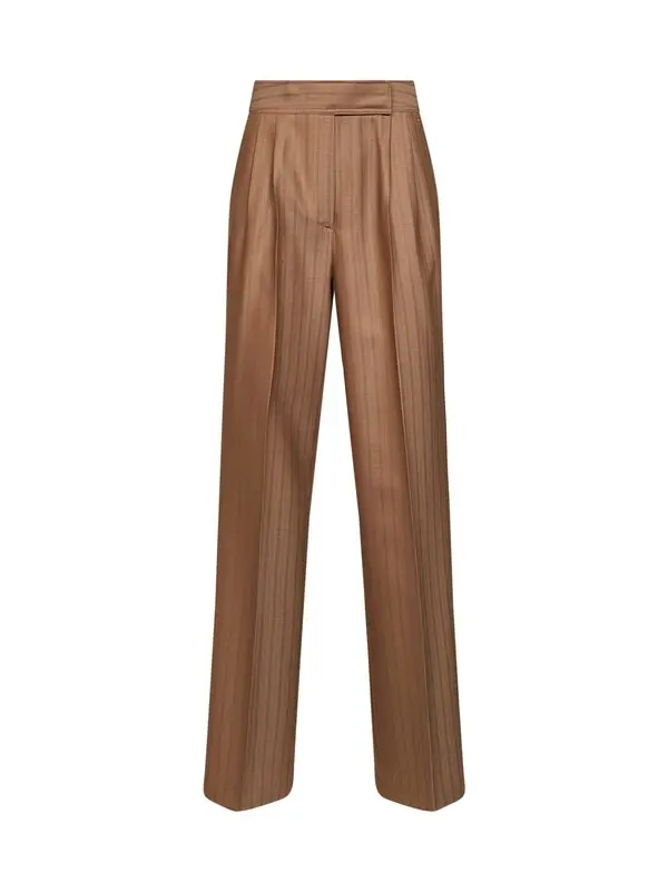 Etro Camel Striped Wool Jacquard Double-pleat Trousers - Multicolor