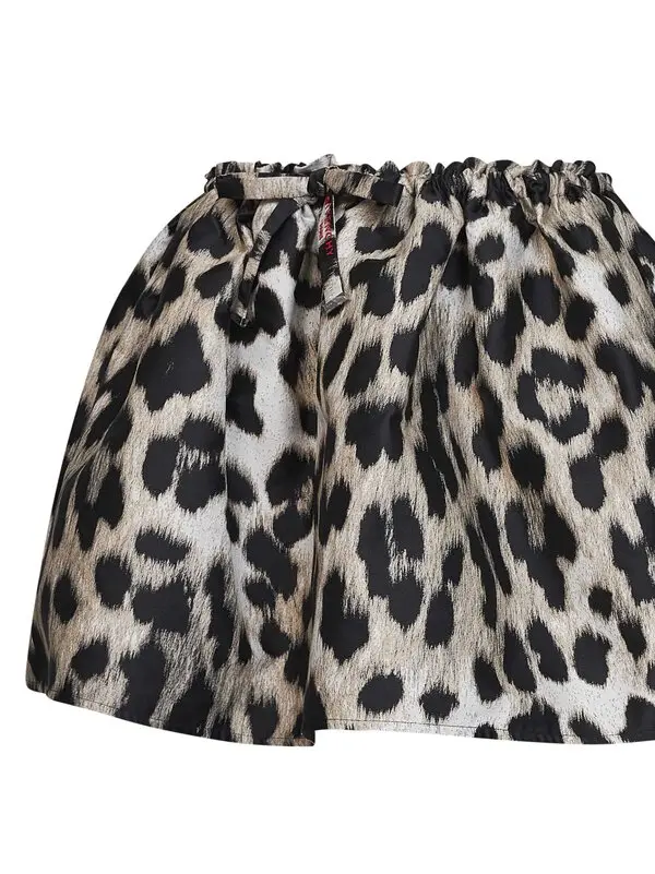 Givenchy Beige Leopard Jacquard Flared Mini Skirt - Multicolor