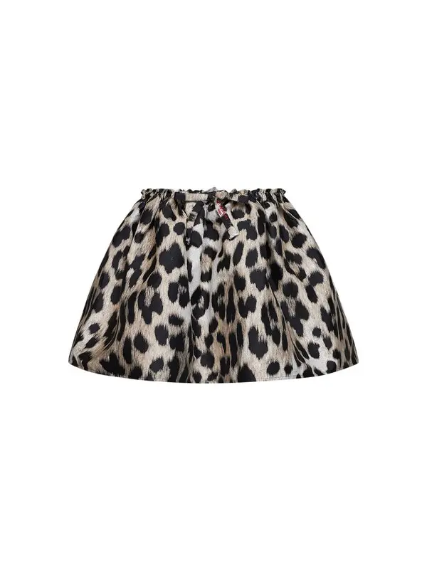 Givenchy Beige Leopard Jacquard Flared Mini Skirt - Multicolor