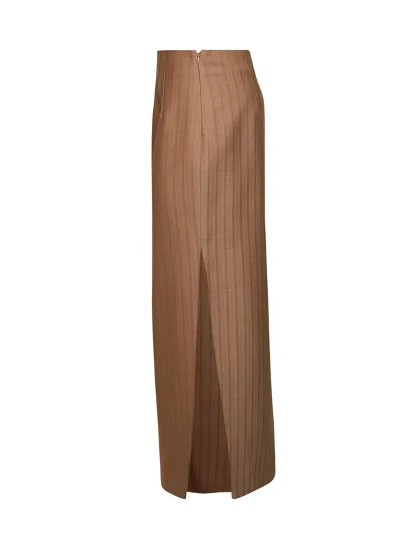 Etro Striped Wool Jacquard Straight Midi Skirt