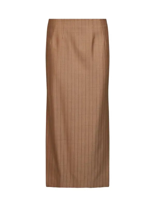 Etro Striped Wool Jacquard Straight Midi Skirt - Multicolor